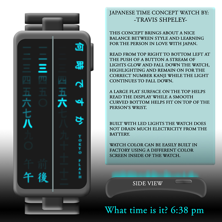 Time in Kanji LED Watch Design | Tokyoflash Japan