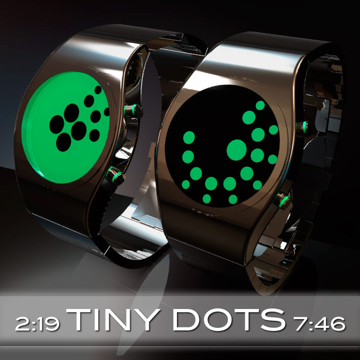 Tiny Dots watch generates bold patterns for easily read time ...
