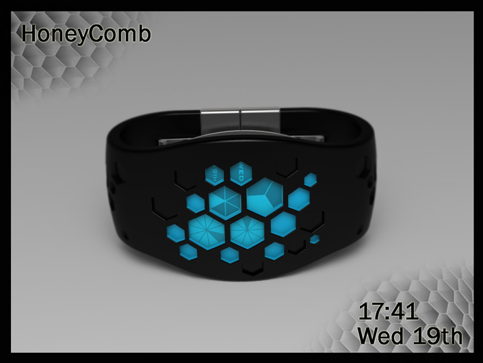 Honeycomb LCD watch, 2 ways to tell the time. | Tokyoflash Japan