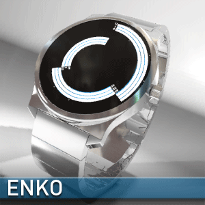 Enko LCD watch uses concentric arcs to tell time. | Tokyoflash Japan