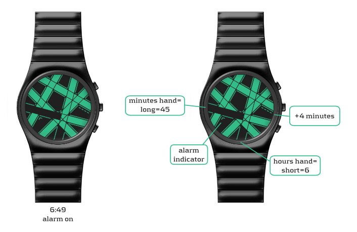 Permutation LCD watch scrambles clock hands. | Tokyoflash Japan