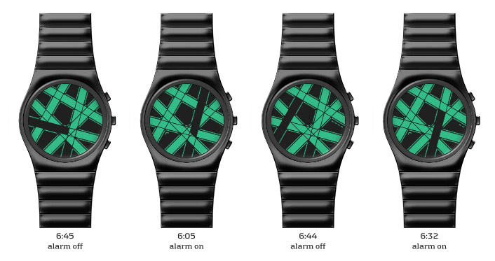 Permutation LCD watch scrambles clock hands. | Tokyoflash Japan