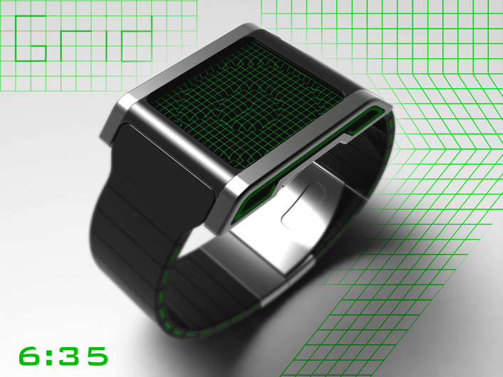 Grid Analogue watch recreates 3D space. | Tokyoflash Japan