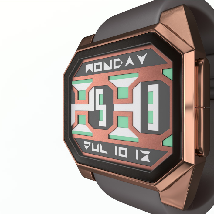 Paper Blade e-paper watch creates a time-stencil. | Tokyoflash Japan