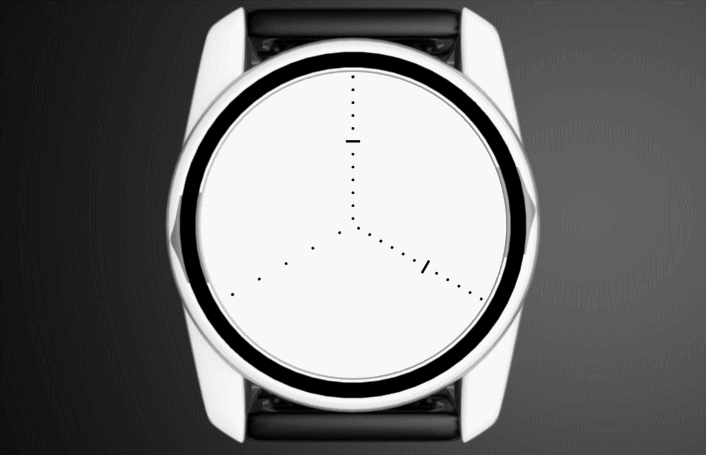 Orbits e-paper watch graphs time in 3 dimensions. | Tokyoflash Japan