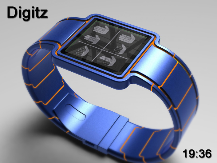 Digitz watch signals the time with hand gestures. | Tokyoflash Japan