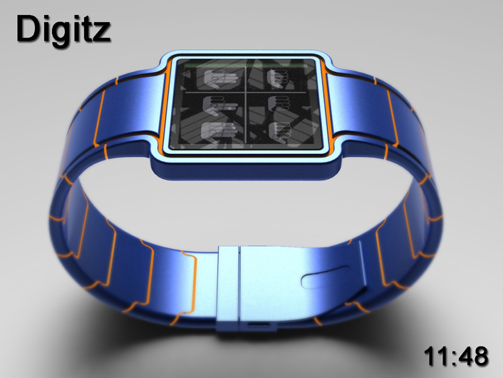 Digitz watch signals the time with hand gestures. | Tokyoflash Japan
