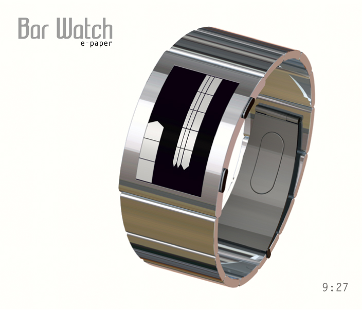 Bar Watch: Bold e-paper watch design | Tokyoflash Japan
