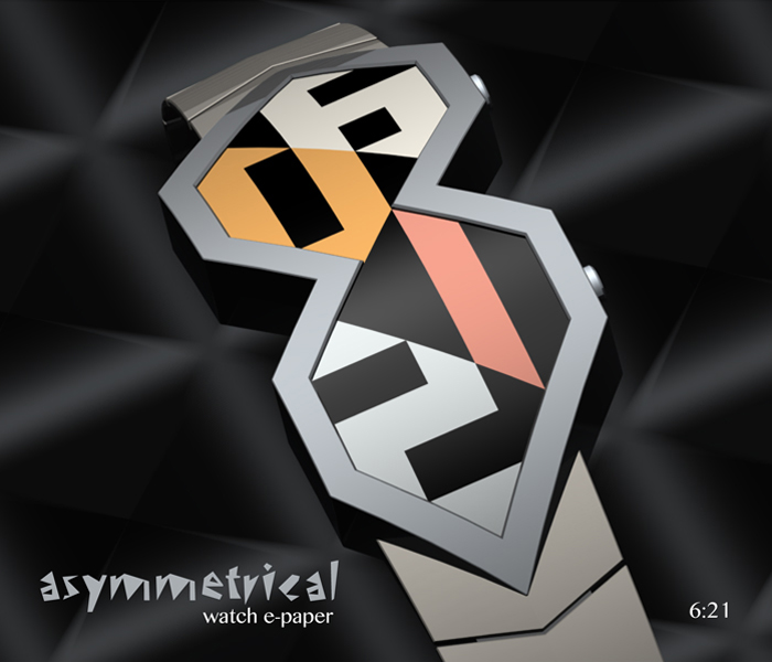 Asymmetric e-paper Watch | Tokyoflash Japan