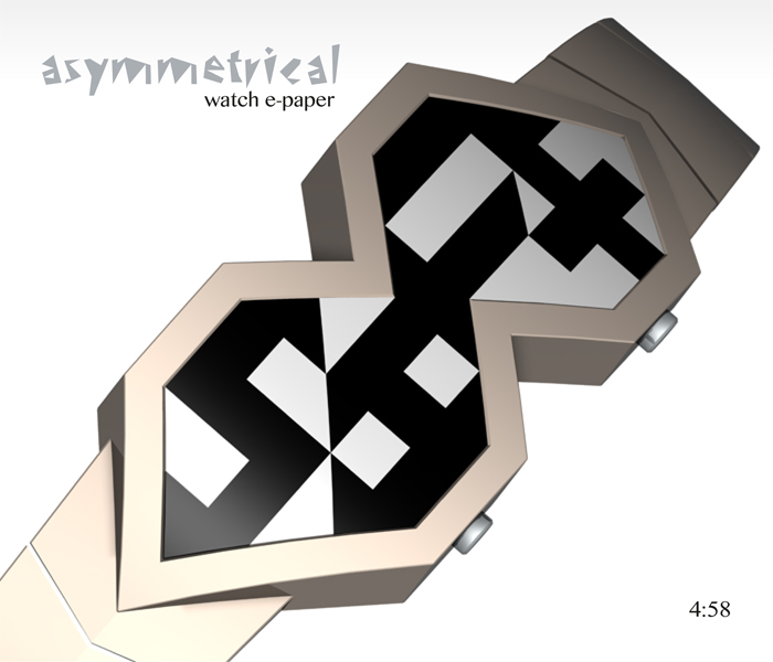 Asymmetric e-paper Watch | Tokyoflash Japan