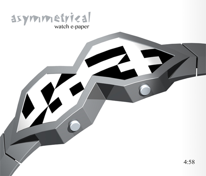Asymmetric e-paper Watch | Tokyoflash Japan