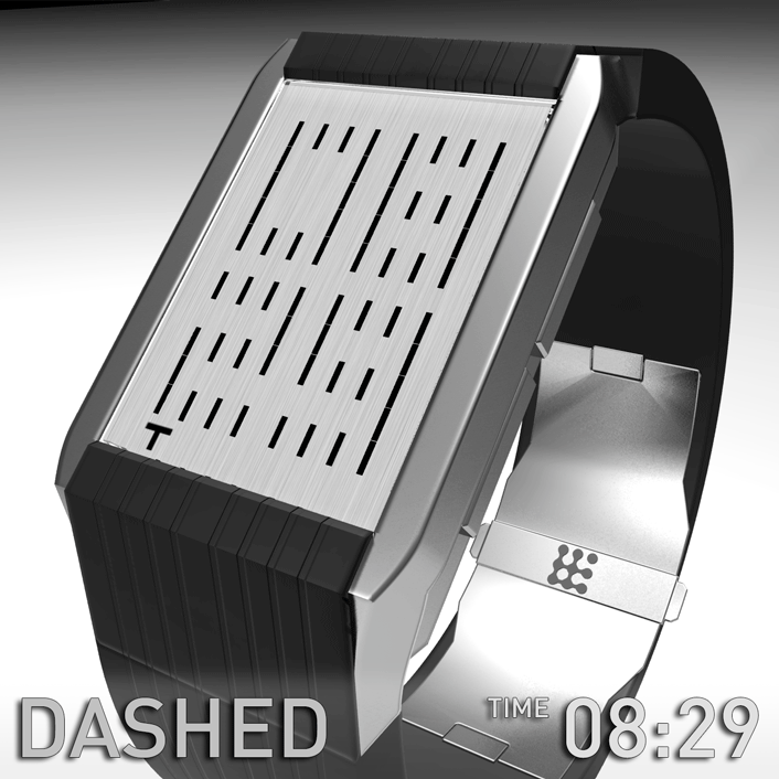 “Dashed” LCD watch with sliding blind effect display. | Tokyoflash Japan