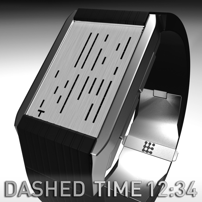 “Dashed” LCD watch with sliding blind effect display. | Tokyoflash Japan