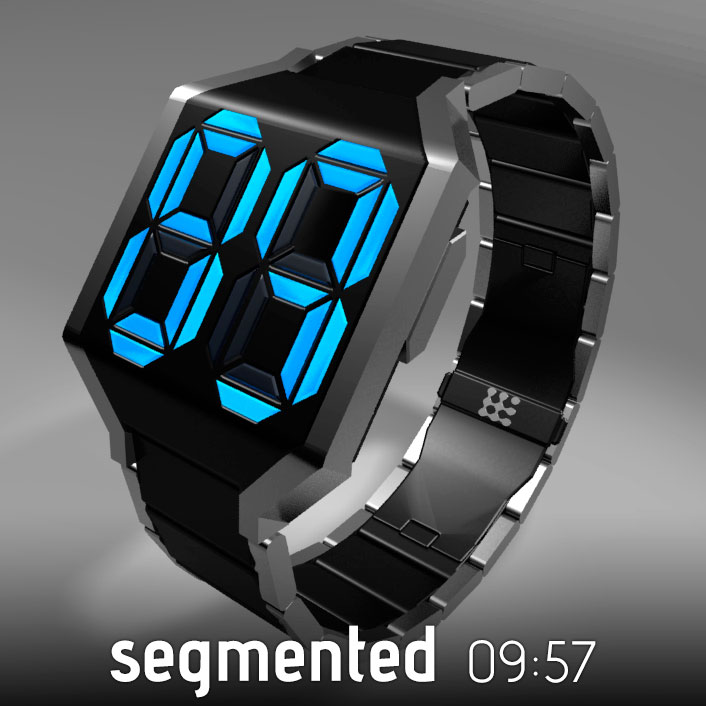 Segmented LED watch stacks digits | Tokyoflash Japan