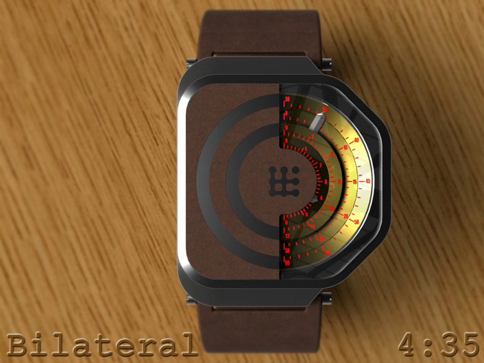 Bilateral shows time in four concentric half rings | Tokyoflash Japan