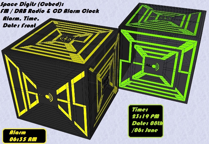 Space Digits (cubed) futuristic clock-radio concept | Tokyoflash Japan