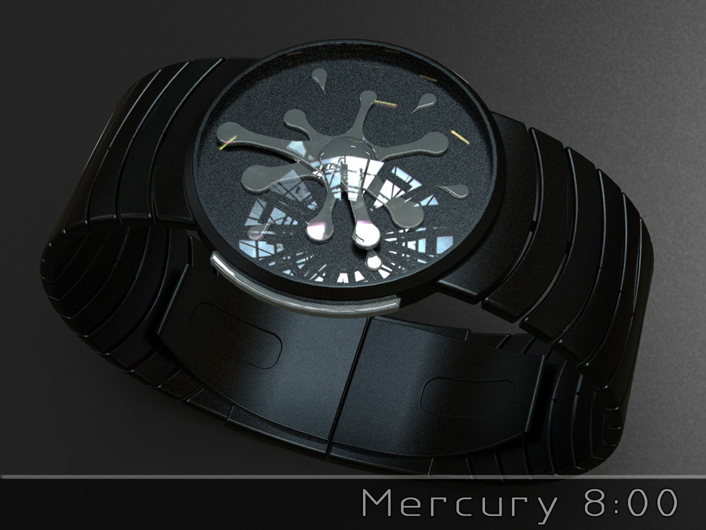 Mercury analogue watch with liquid metal time telling | Tokyoflash Japan