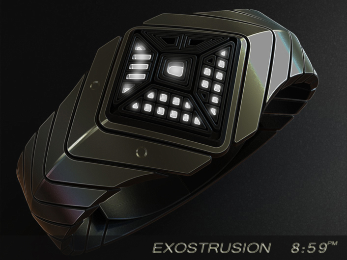 Exostrusion LED watch diffuses the time. | Tokyoflash Japan